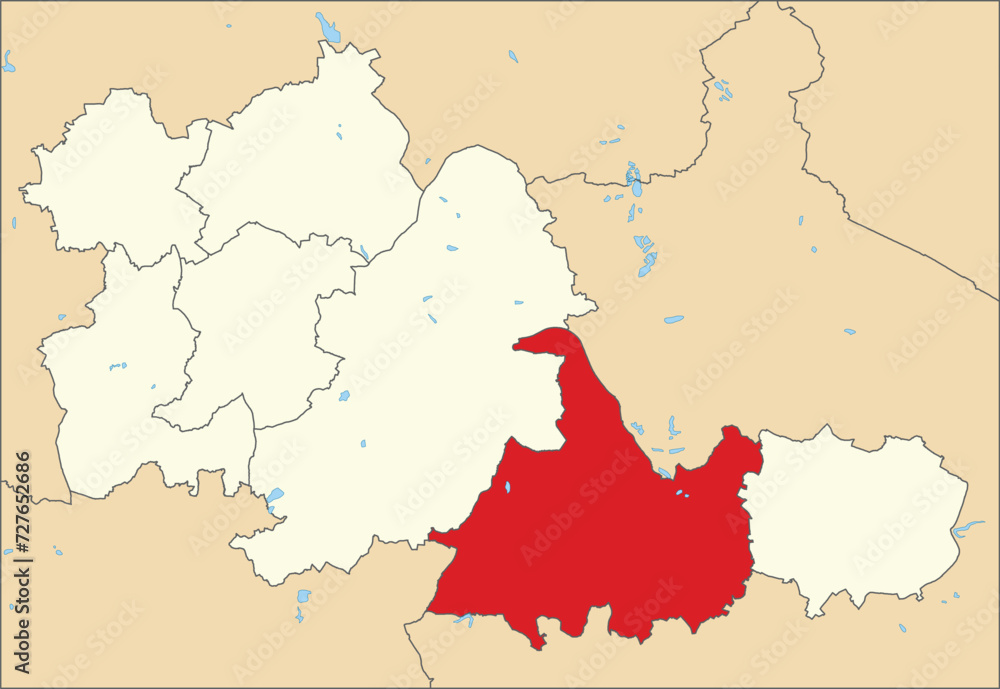 Vecteur Stock Red flat blank highlighted location map of the ...