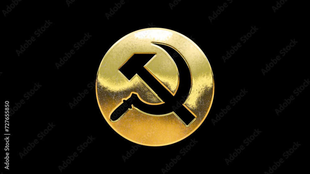 Gold icon cut out Soviet Union Hammer and sickle Communism Communist ...