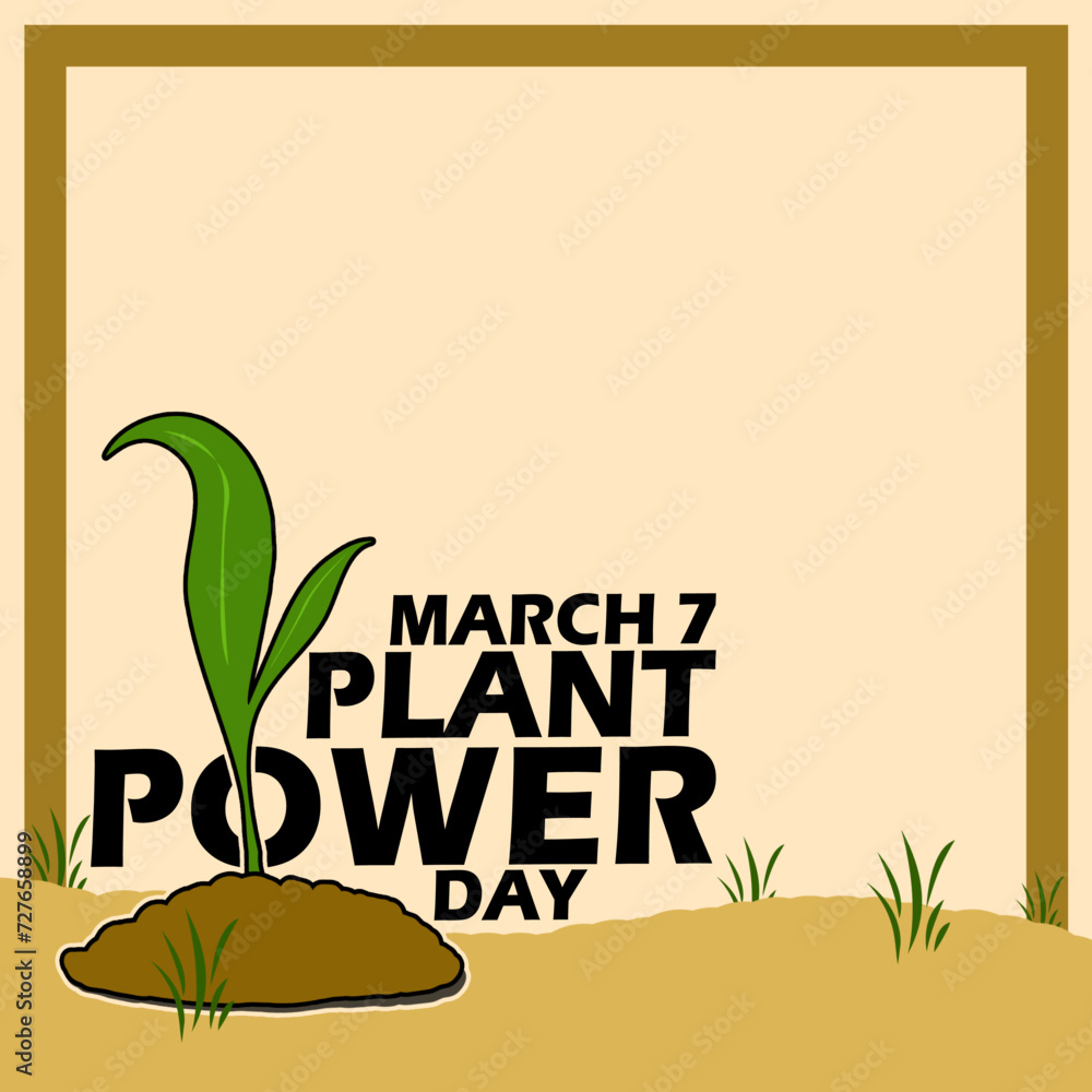 Plant Power Day event banner. A plant that has just grown on grassy ...
