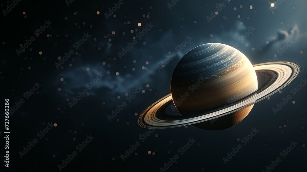Saturn, planet with ring, 3D render planet with space background ...