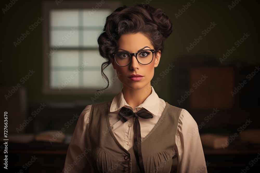 Beautiful young woman teacher in school classroom. Generative AI Stock ...