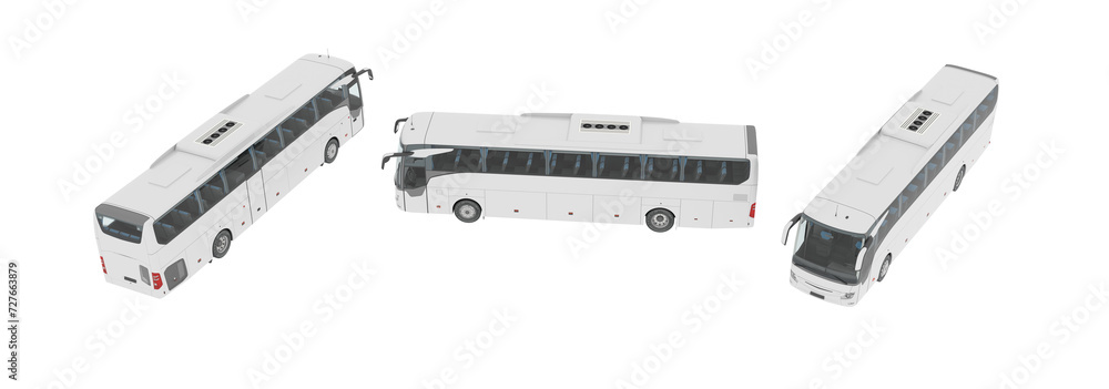 3D rendering PNG aerial top angle view of the bus set with blank ...