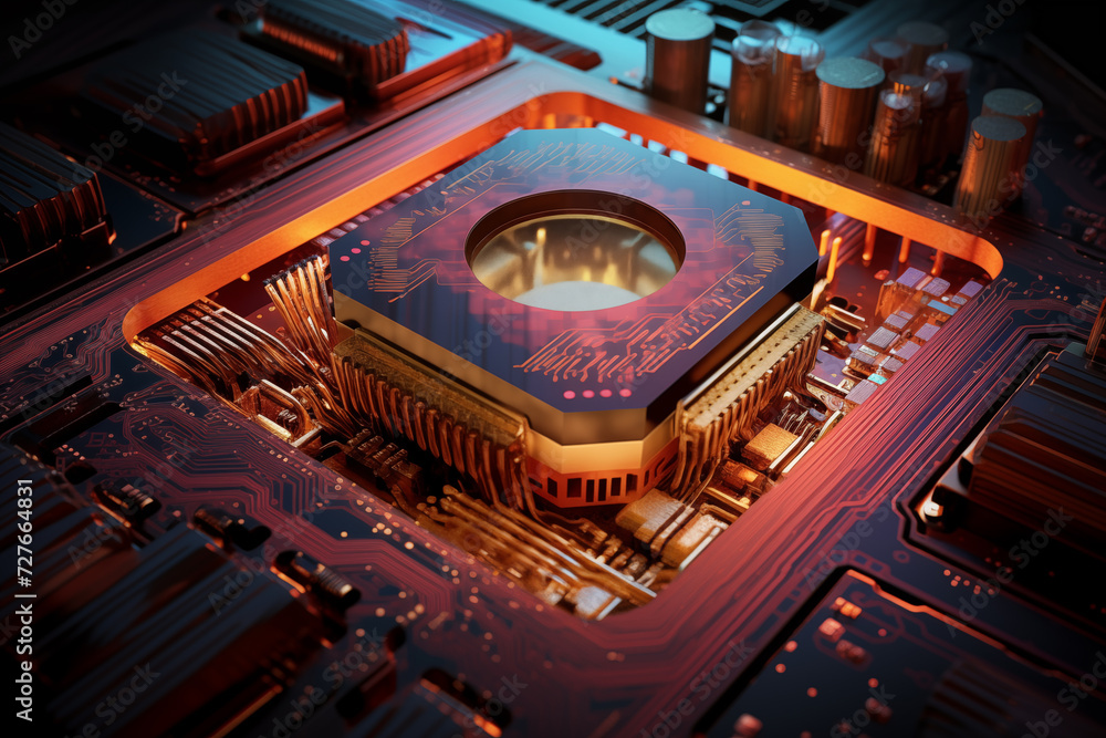 Cross-section image revealing inner layers of CPU. Generative AI Stock ...