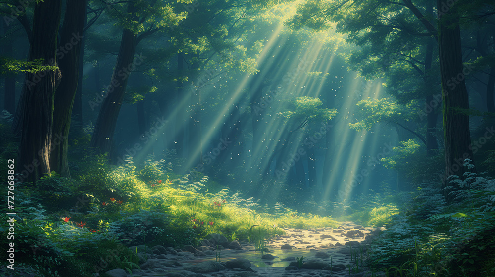 Step into a dream forest, where ethereal light weaves through the ...