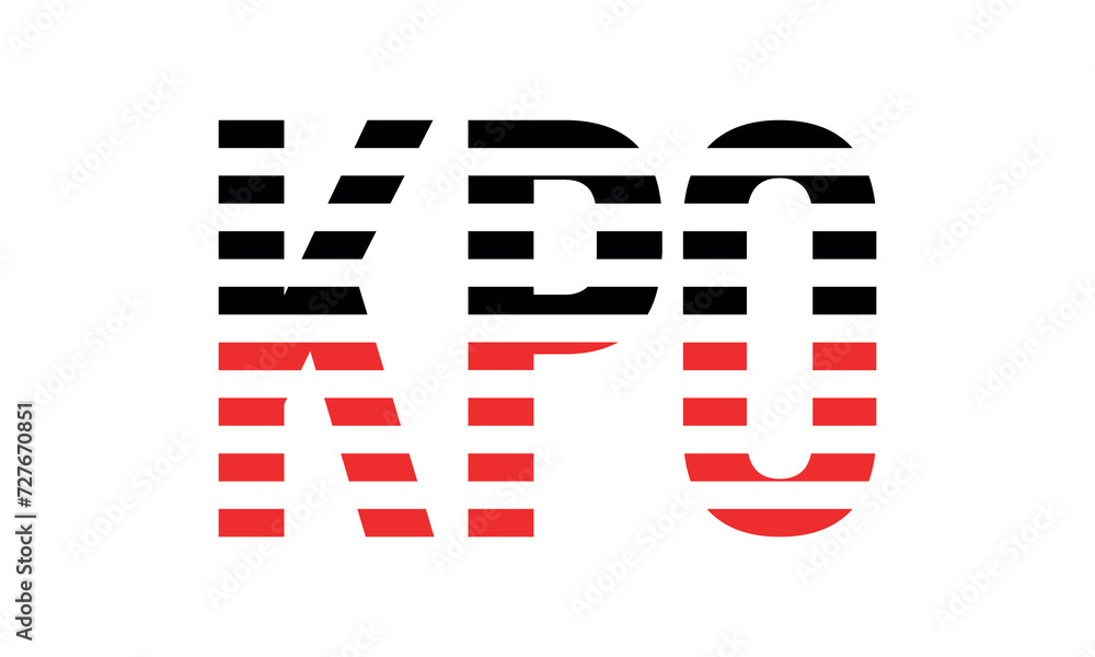 KPO three initial letter iconic line negative space minimal logo design vector template ...