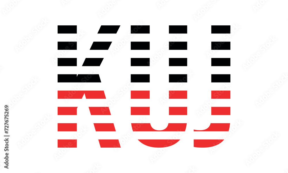 KUJ three initial letter iconic line negative space minimal logo design ...