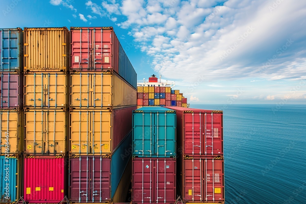 Container Loading: Freight Transport at International Port,Cargo ...