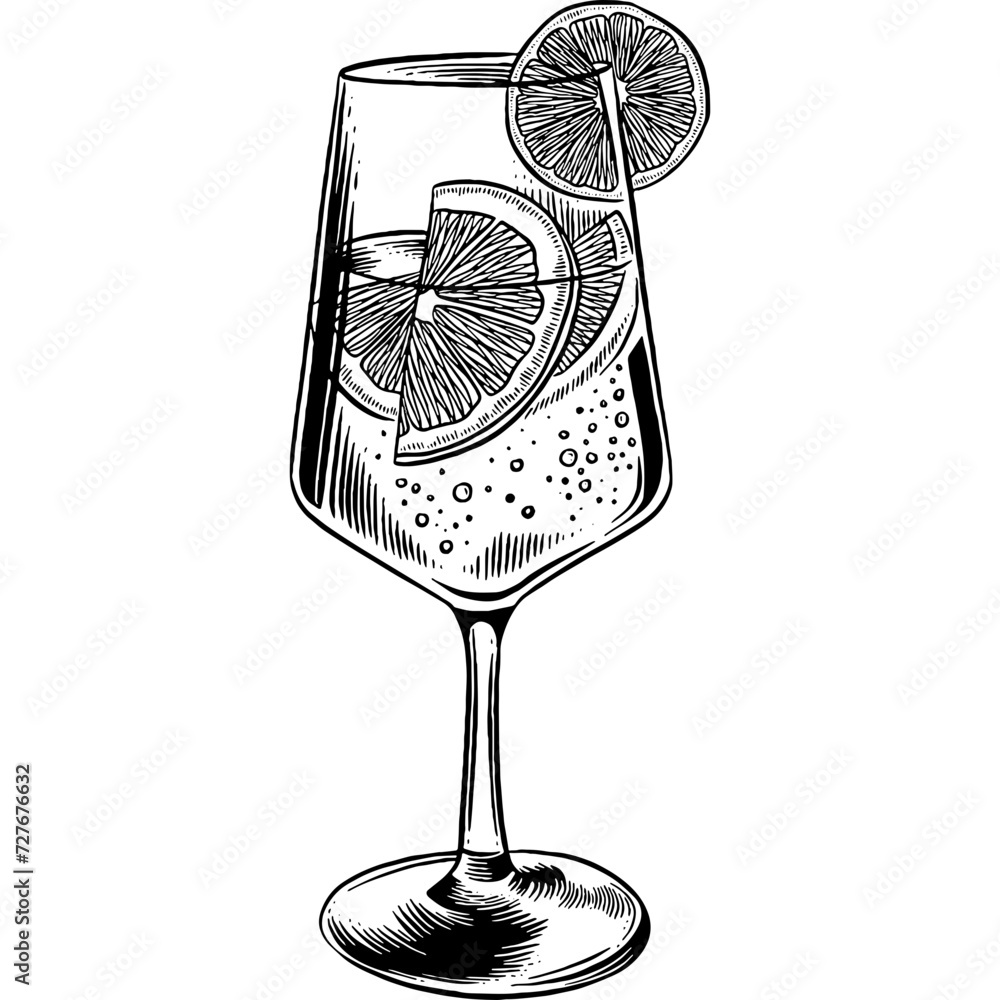 Hand drawn Aperol Spritz Cocktail Drink Sketch Illustration Stock ...