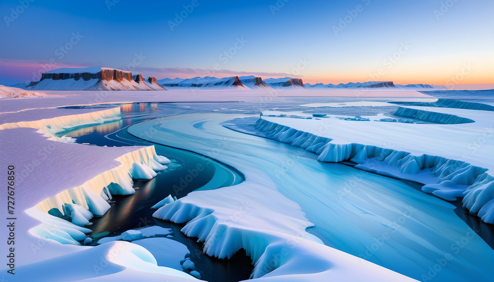 Frozen Tundra. Arctic. Ice. Snow. Barren Landscape. Tundra Region ...