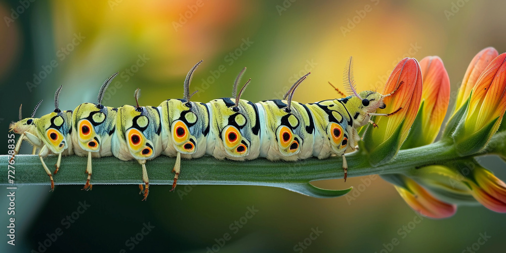 Foto de caterpillar transforming into a butterfly, capturing each stage ...