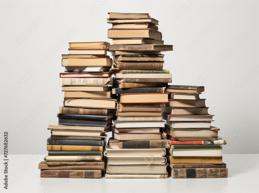 High book stacks and piles of vector books, school textbooks and ...