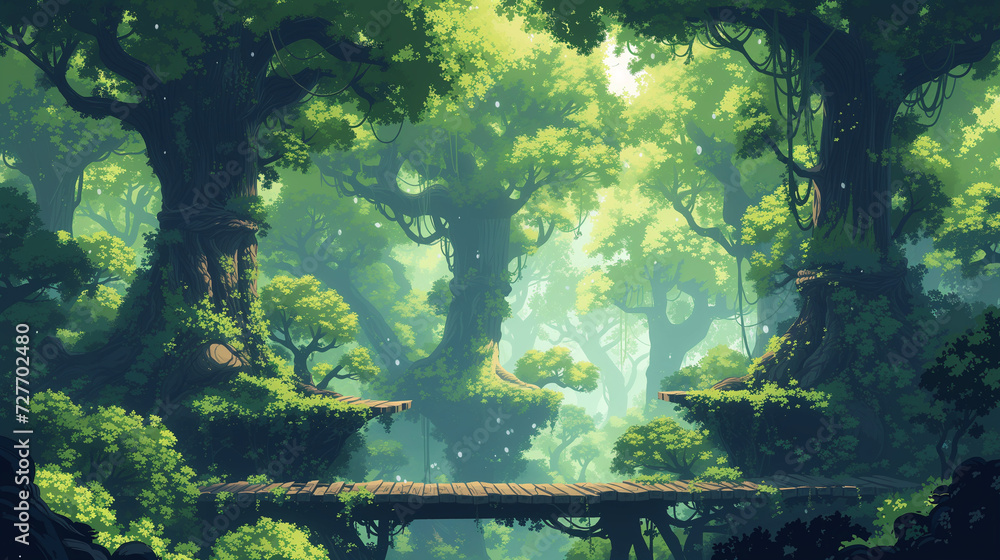 Mystical Old Growth Forest with Sunlight Filtering Through Dense Canopy ...