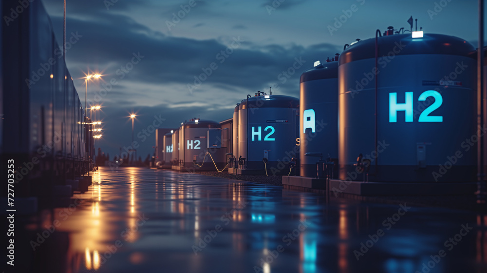 H2 storage tanks, Hydrogen renewable energy production, hydrogen gas ...