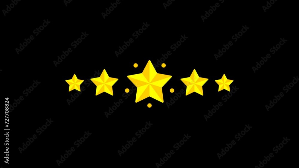 animated five star rating with yellow color and the stars arranged big ...