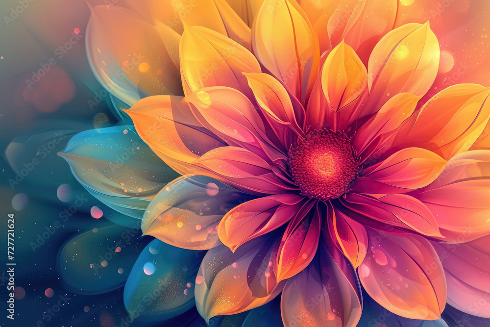 Colorful, abstract, futuristic, fantastic rainbow flower, as background ...