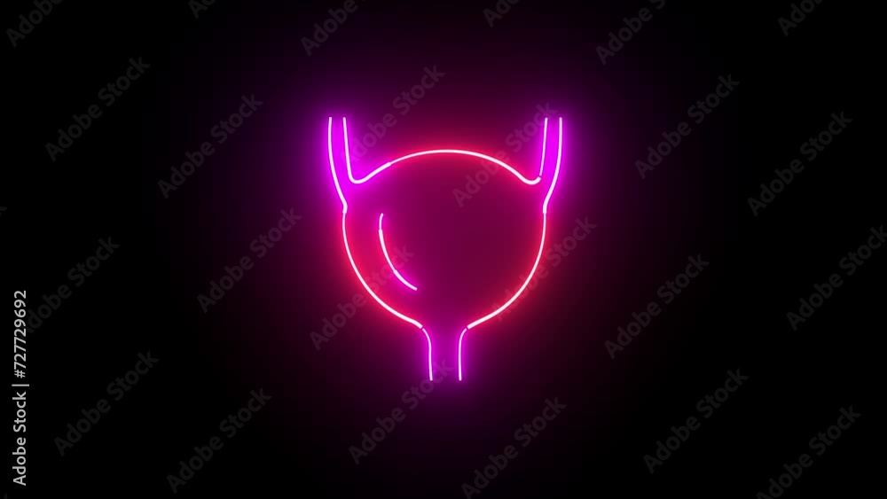 Neon bladder icon animation. Part of human urinary system animation ...
