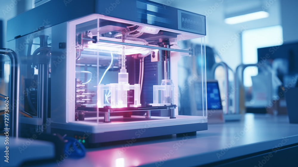 3d printer printing a test tube in medical lab, 3d printer use in ...