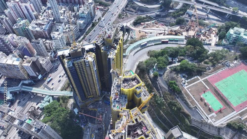 Railway Superstructure Property development Construction Project built on a hillside slope peak ...