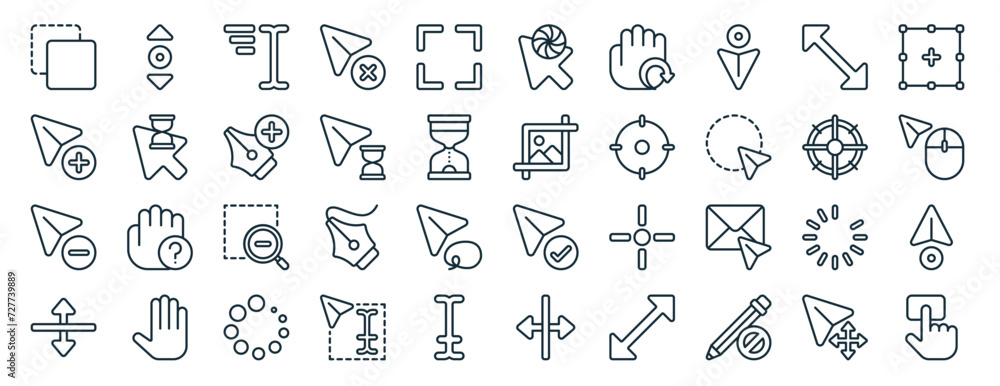 Vecteur Stock set of 40 outline web selection and cursors icons such as scroll, arrow, arrow ...