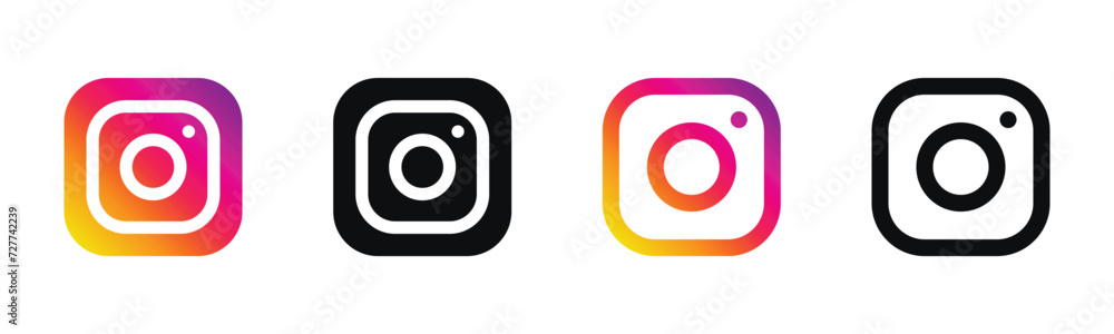 Instagram Logo Icon Set - Social Media Brand Symbols Stock Vector ...