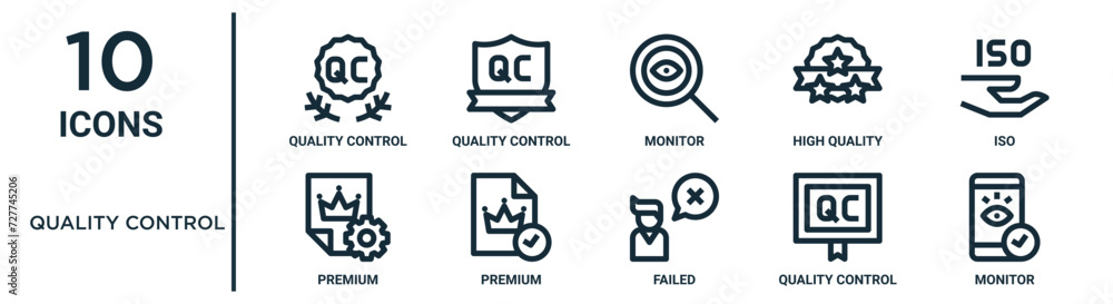 quality control outline icon set such as thin line quality control ...