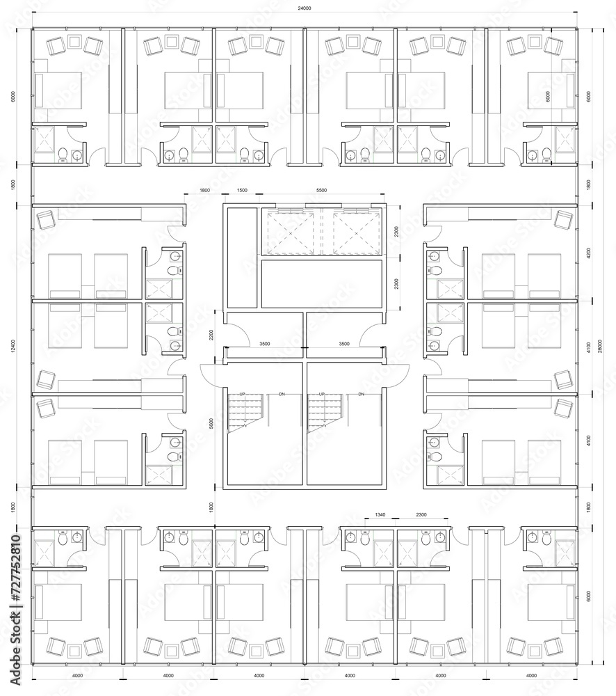Apartment Floor Plan 2D Top Illustration with Notation Stock ...