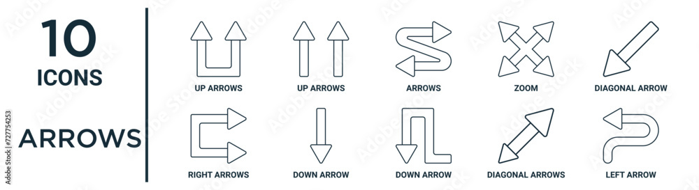 arrows outline icon set such as thin line up arrows, arrows, diagonal ...