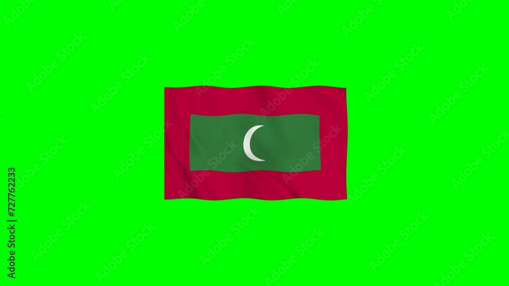 Maldives Vector Waving Flag Motion loop 4K Resolution with Green Screen ...