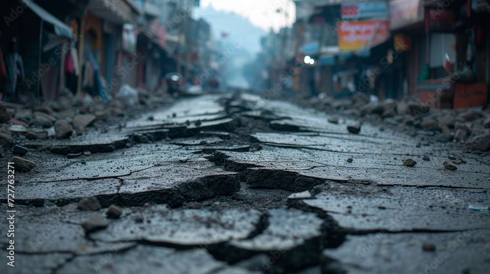 Earthquake Aftermath: Cracked streets and damaged buildings reveal the ...