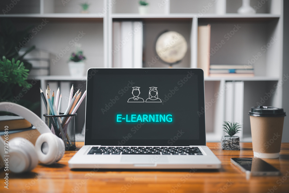 E-learning and online education for student and university concept ...