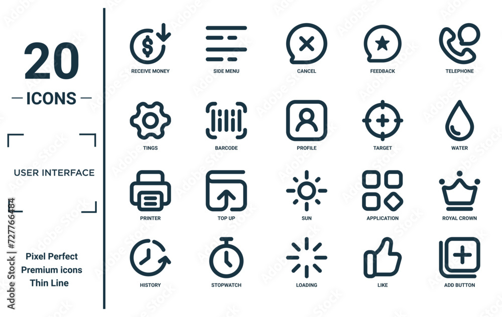 Vecteur Stock user interface linear icon set. includes thin line ... Vecteur Stock user interface linear icon set. includes thin line ...