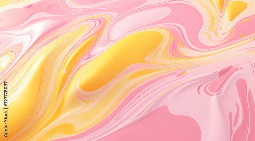 Pink and yellow acrylic texture with flowing effect. Liquid paint ...