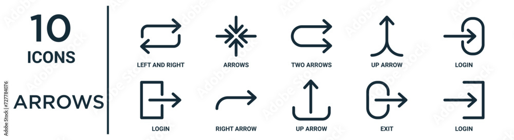 arrows outline icon set such as thin line left and right, two arrows ...