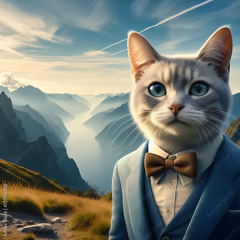 cat with a human body dressed in a suit and sunglasses Ai Generated ...