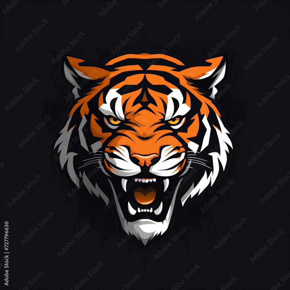 flat vector logo of animal "tiger" sleek flat tiger logo for a sports ...