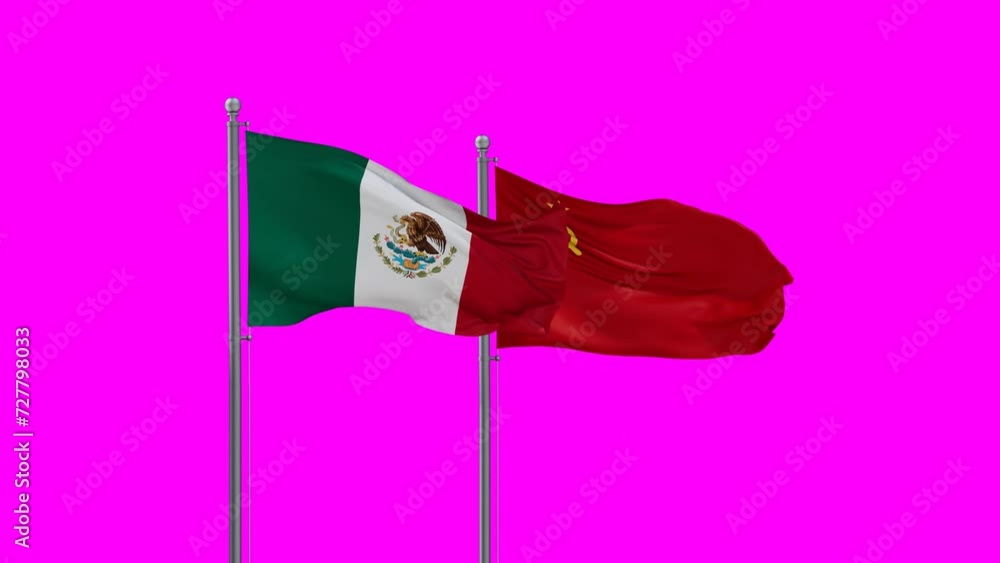 Vidéo Stock Soviet Union or USSR and Mexico flag waving with colored ...