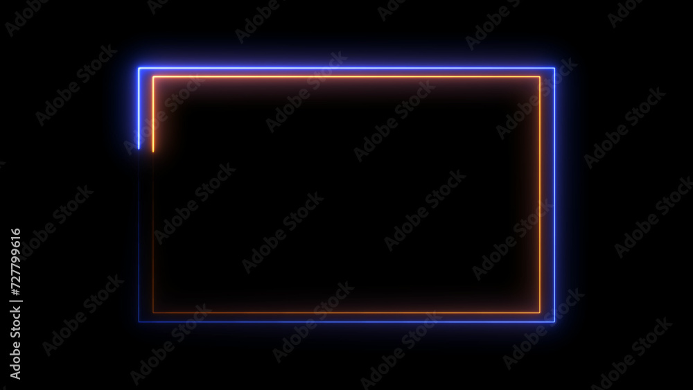Animated Rectangle neon glowing frame background. Colorful laser show ...