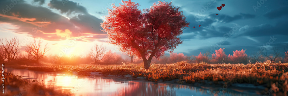 Love in Nature: Scenes of Natural Beauty with Heart-Shaped Elements ...