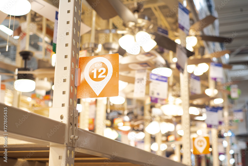 Lighting department with aisle and bay number wide variety of modern ...