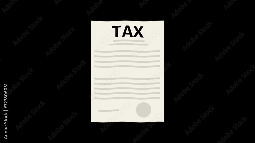 Stylized unreadable tax return form appears on screen, 4k animation ...