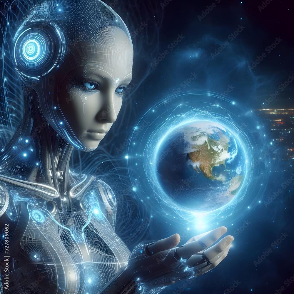 Ethereal AI Female Enthralled by Earth Stock Photo | Adobe Stock
