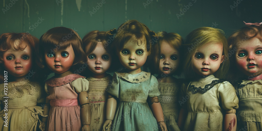 Creepy Dolls: An Illustration of Vintage Dolls with Blank Stares and ...