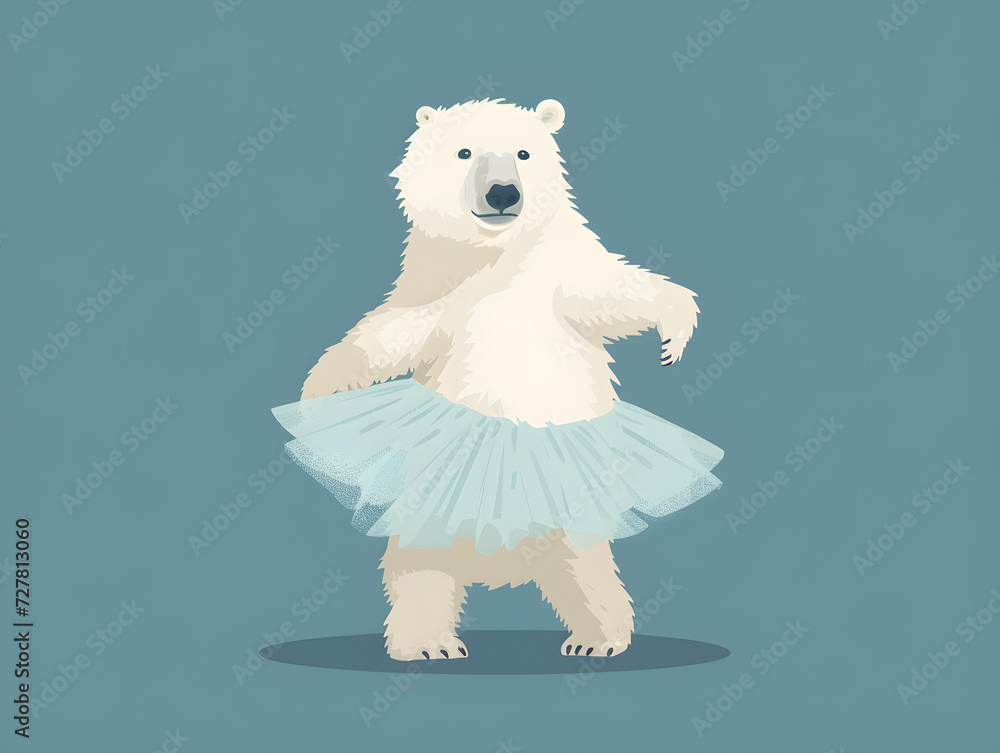 Polar Bear Ballet Dancer Illustration in Tutu: Quirky Wildlife and ...