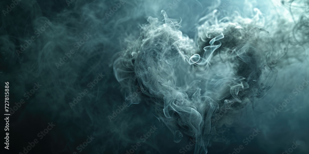 A heart made of smoke against a black background. Perfect for conveying ...