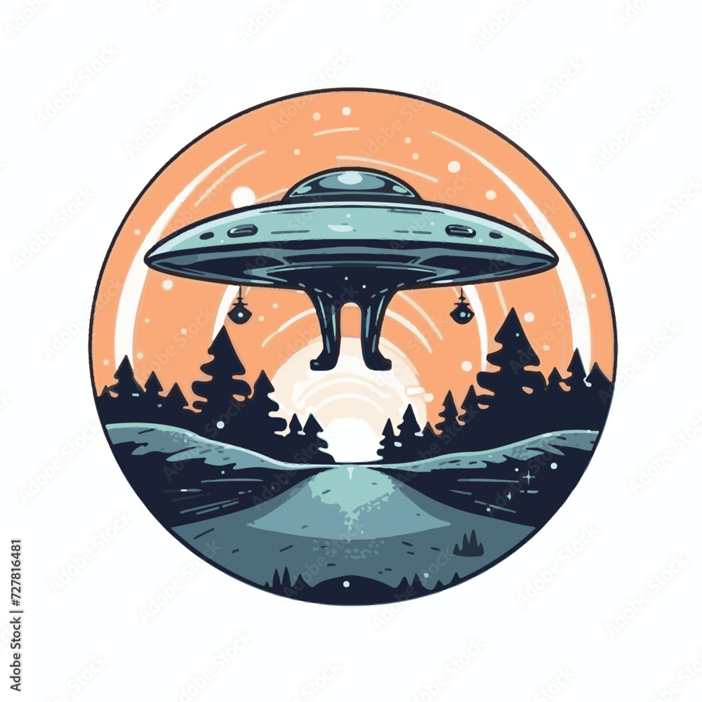 Vintage design UFO alien, ufo world, UFO day vector illustration white ...