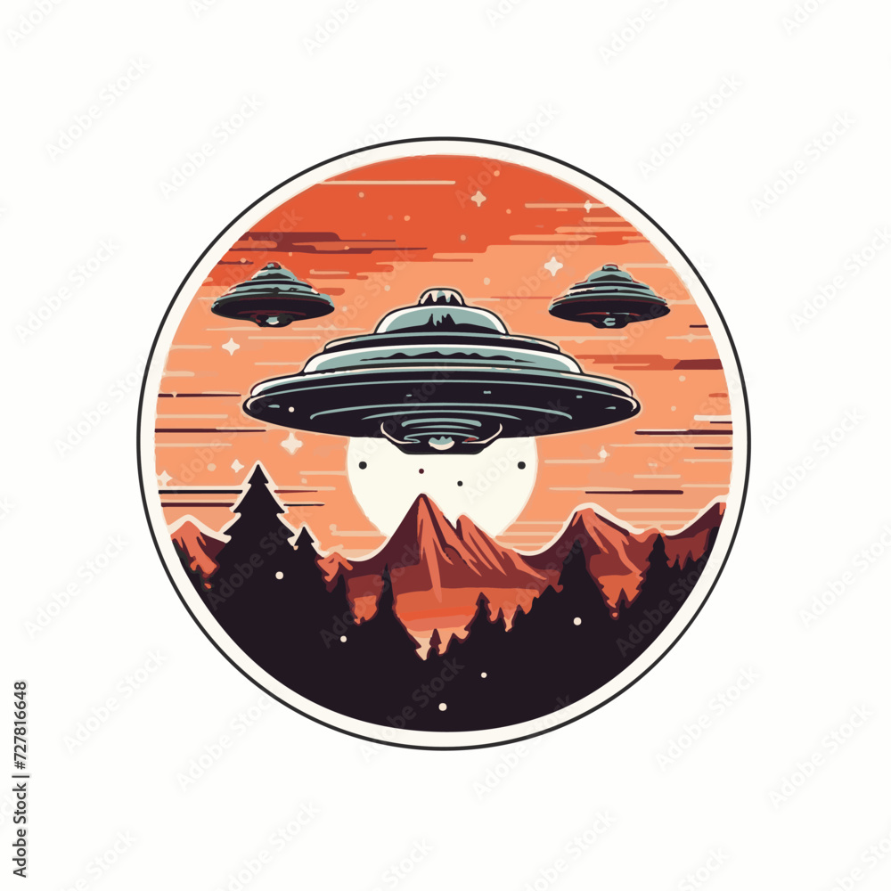 Vintage design UFO alien, ufo world, UFO day vector illustration white ...