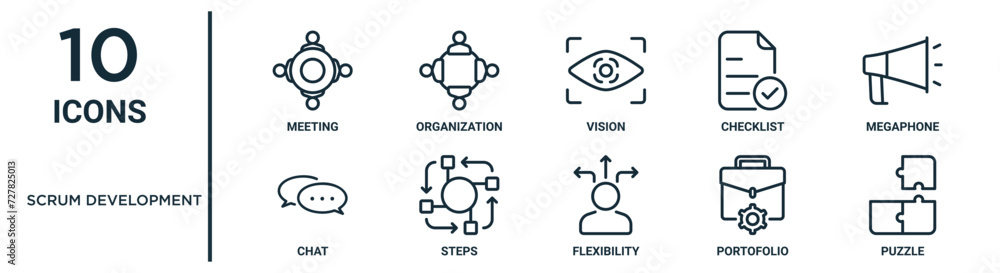 scrum development outline icon set such as thin line meeting, vision ... scrum development outline icon set such as thin line meeting, vision ...