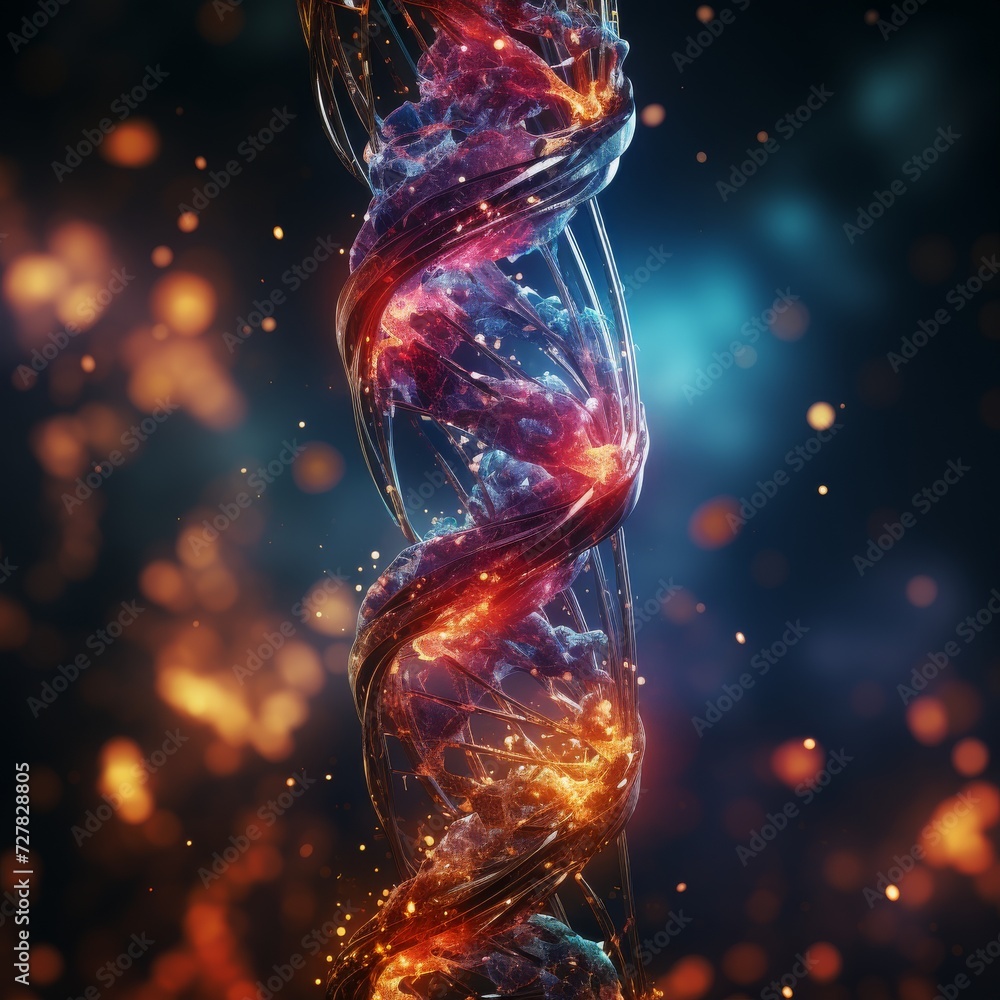 Genetic research and a breakthrough in medicine, a blurred background ...