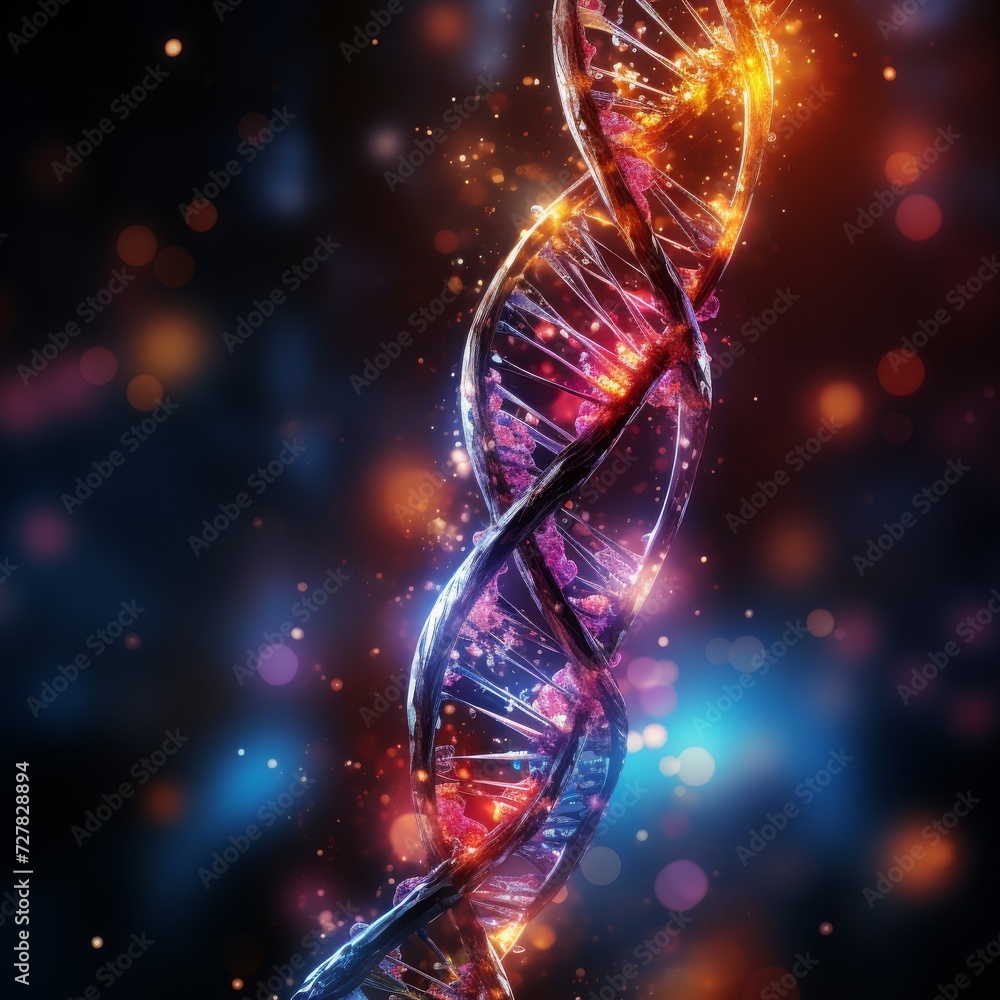 Genetic research and a breakthrough in medicine, a blurred background ...