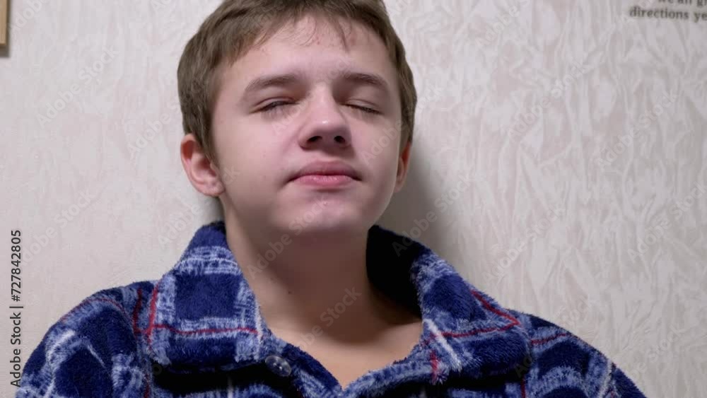 Sleepy Child Yawns for a Long Time, Opening Mouth Wide, Close-up ...